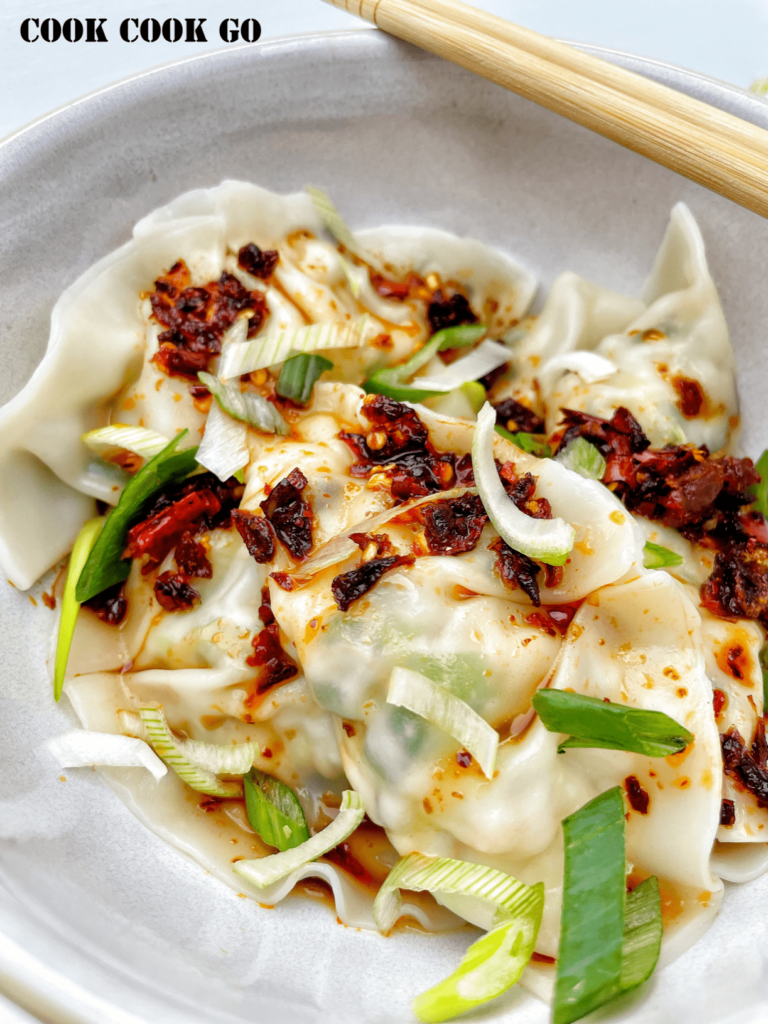 Shrimp Dumplings in Red Chili Oil - COOK COOK GO